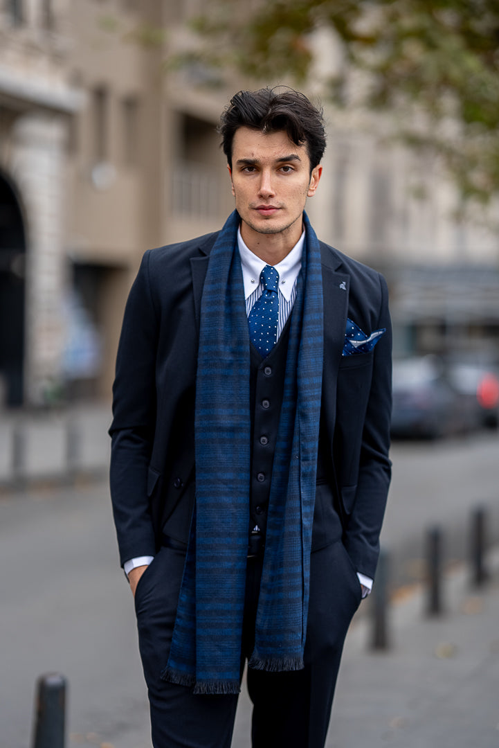 Bojoni Omaha Slim Fit Navy Blue Blazer | BOJONI