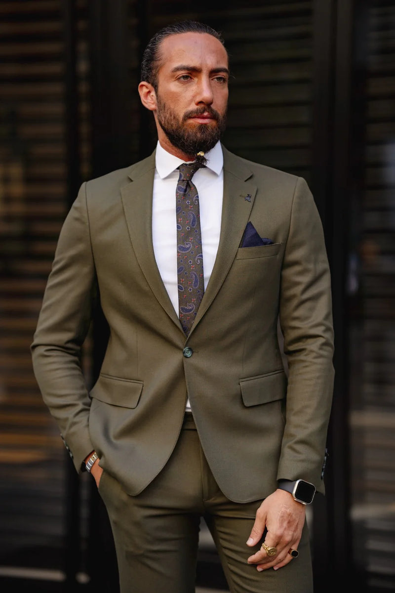 Bojoni Benevento Khaki Slim Fit Suit | BOJONI