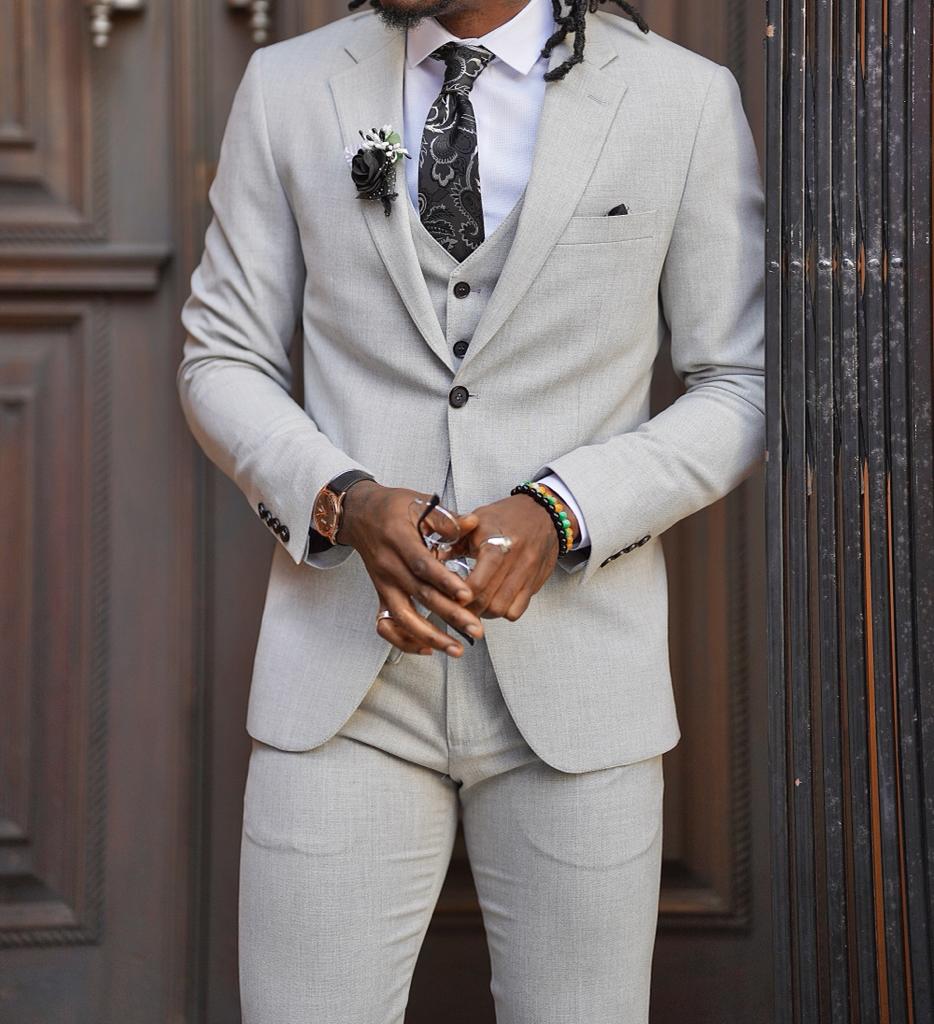 Rick Slim Fit Mono Collared Grey Suit | BOJONI
