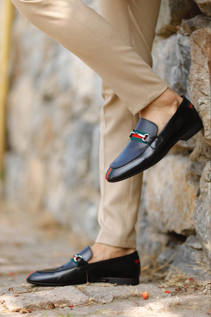 Bojoni Uluwatu Custom Striped Black Loafer | BOJONI