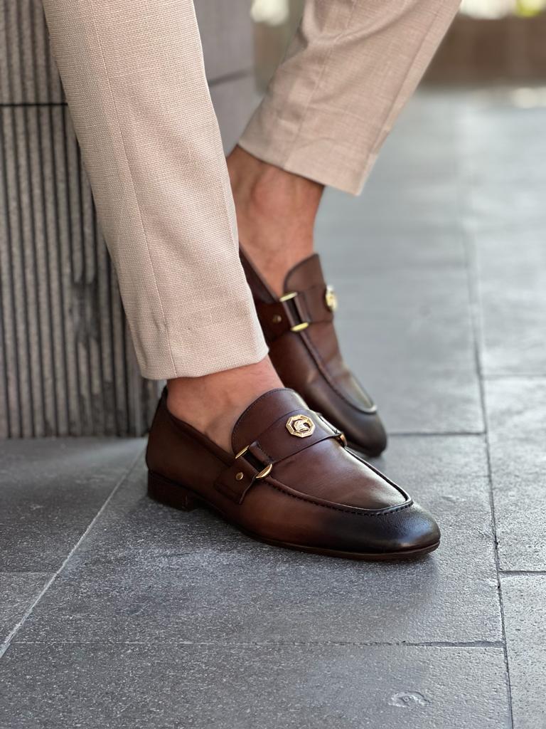 Giovanni Mannelli Buckle Detailed Brown Leather Loafer | BOJONI