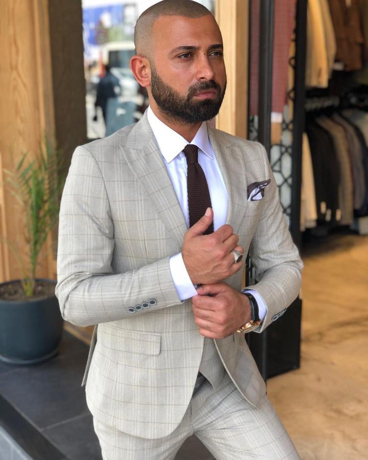 Davis Cream Plaid Slim Fit Suit | BOJONI