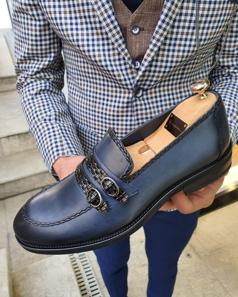 Lance Fort Worth Navy Blue Buckle Loafer | BOJONI
