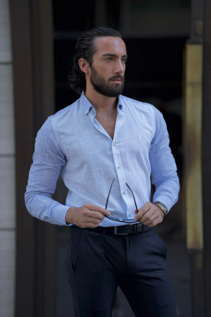 Bojoni Amato Slim Fit White Striped Shirt | BOJONI