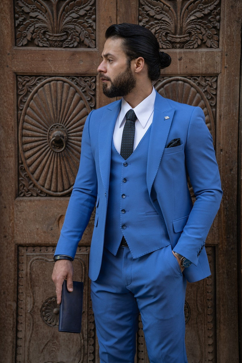 Bojoni Cagliari Blue Slim-Fit Suit 3-Piece | BOJONI