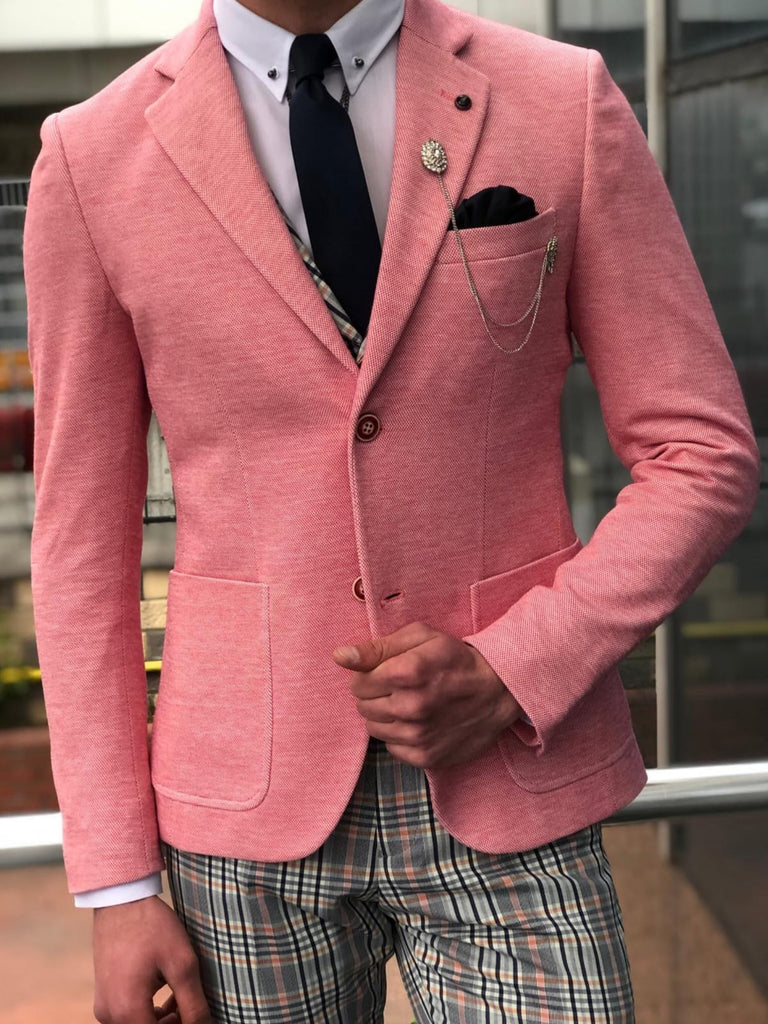 Pandoff Slim-Fit Blazer in Pink | BOJONI