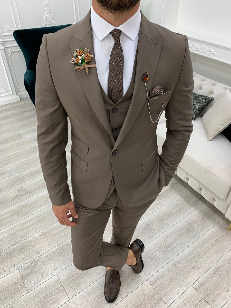 Forenzax Light Coffee Slim Fit Suit | BOJONI