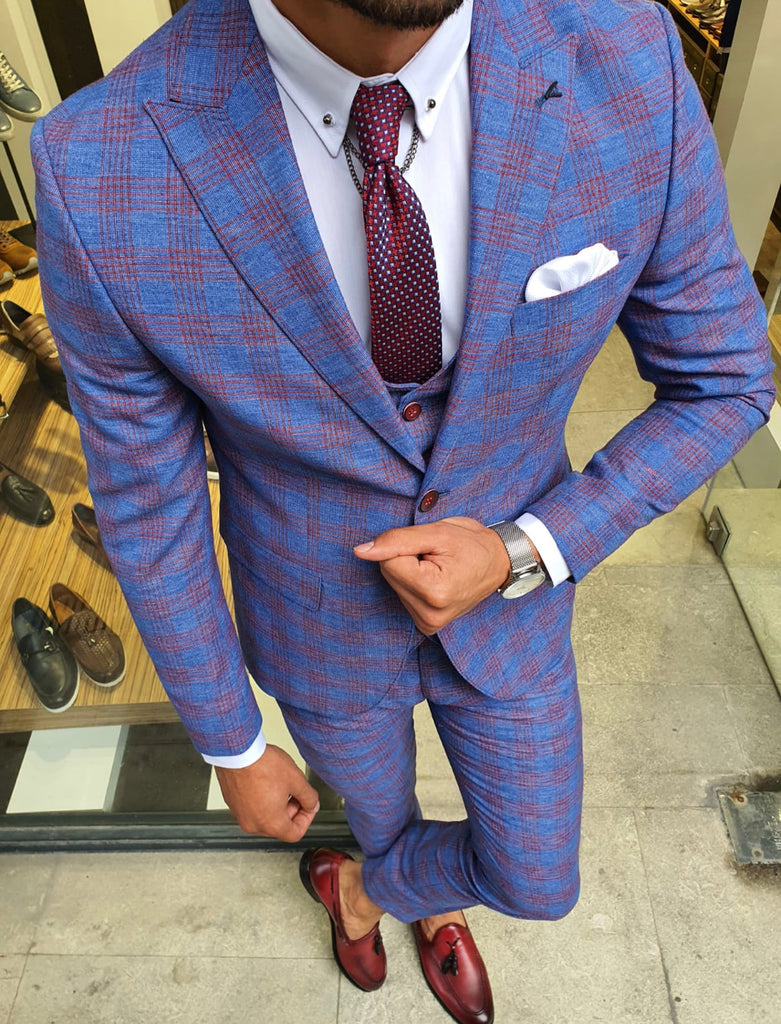 Midvale Sax Slim Fit Plaid Suit | BOJONI