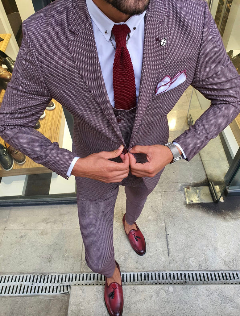 Midvale Caret Red Slim Fit Suit | BOJONI