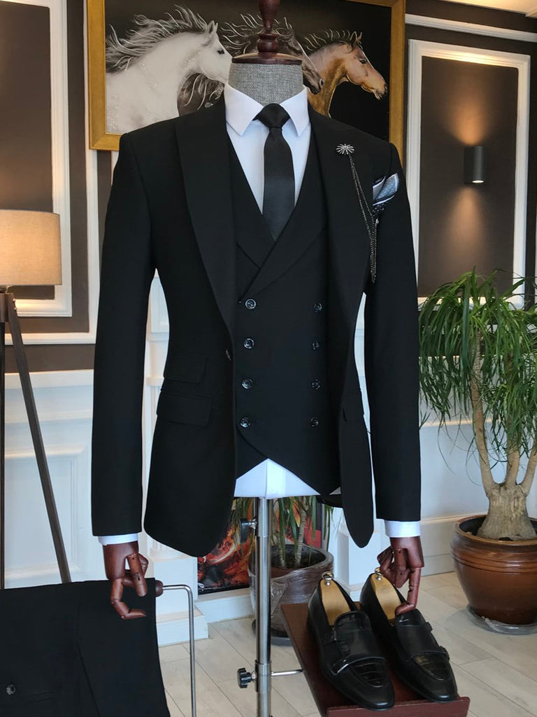 Bojoni Black Slim-Fit Suit 3-Piece | BOJONI